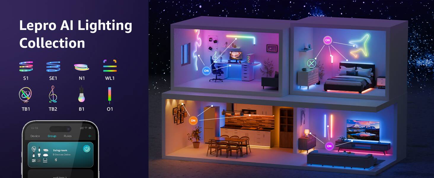 Lepro B2 AI Smart Light Bulbs - 1100LM WiFi & Bluetooth RGBWW Color ...